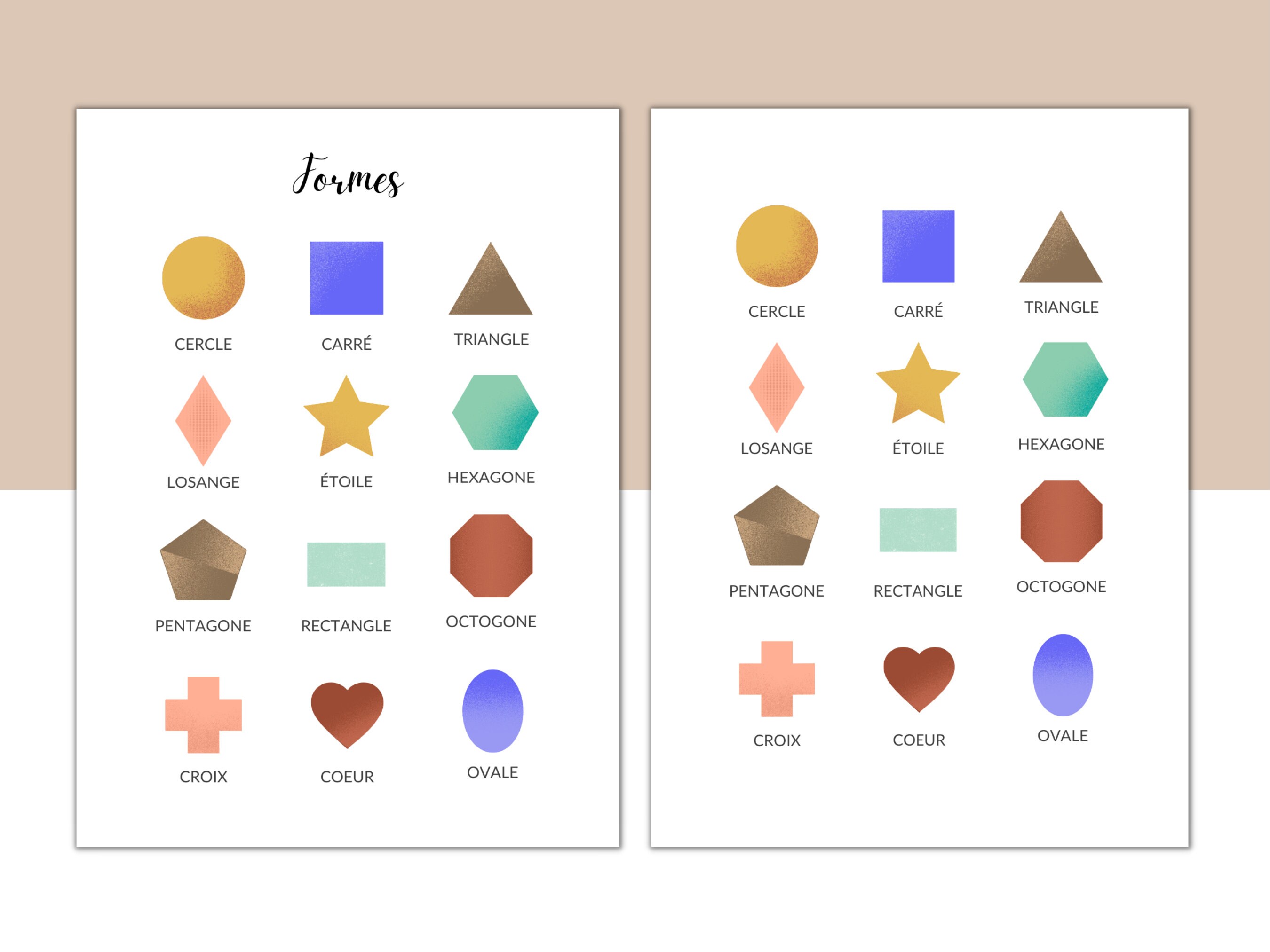 Shapes Posters FRENCH Shapes Montessori Vocabulary Posters Homeschool ...