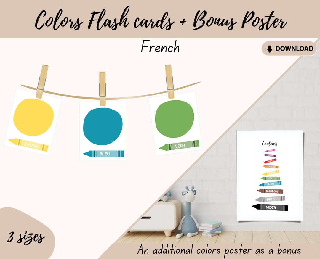 Colors Flash Cards FRENCH | Colors Montessori Vocabulary | Homeschool ...