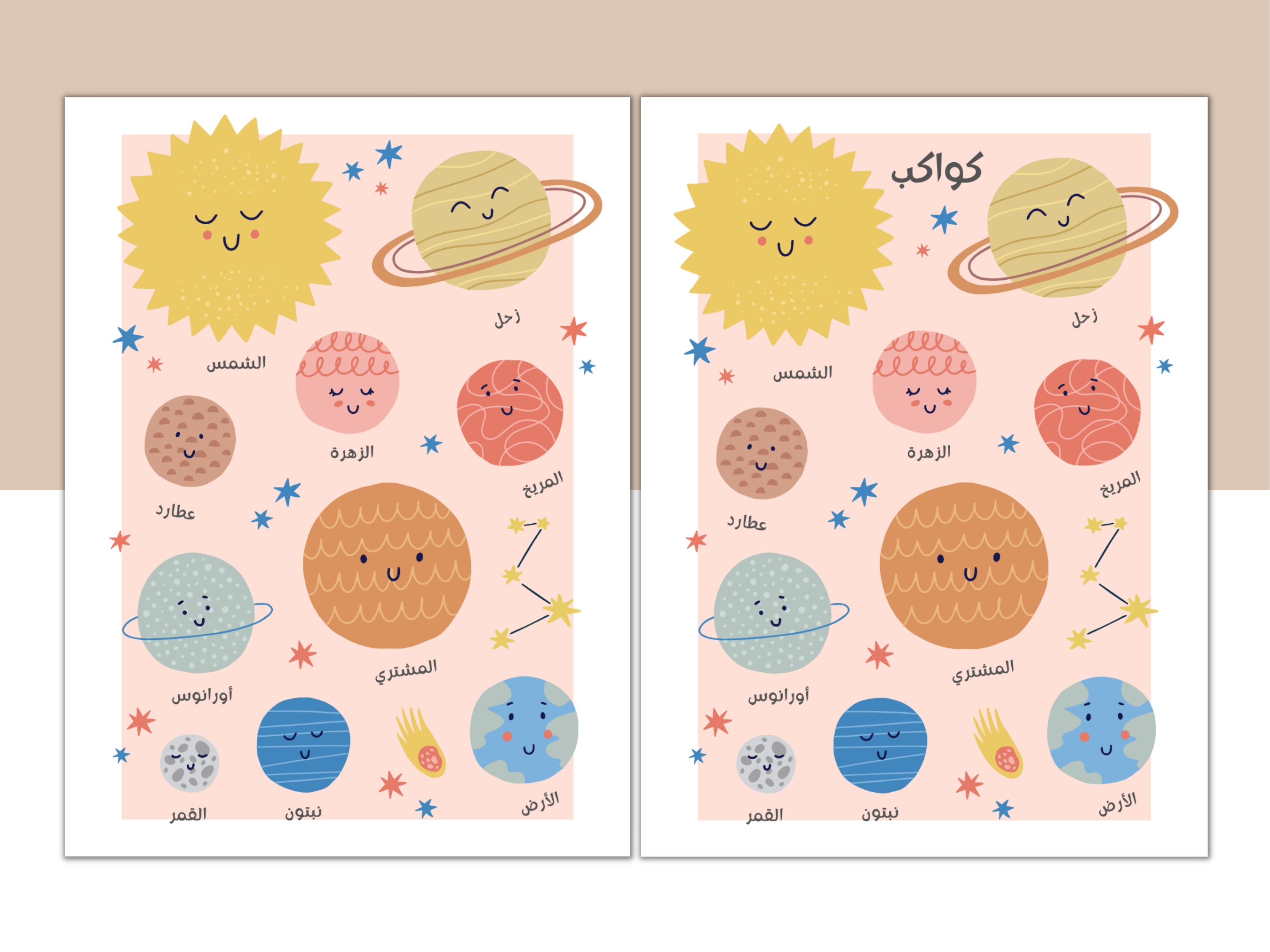 Planets Posters ARABIC | Planets Montessori Vocabulary Posters ...