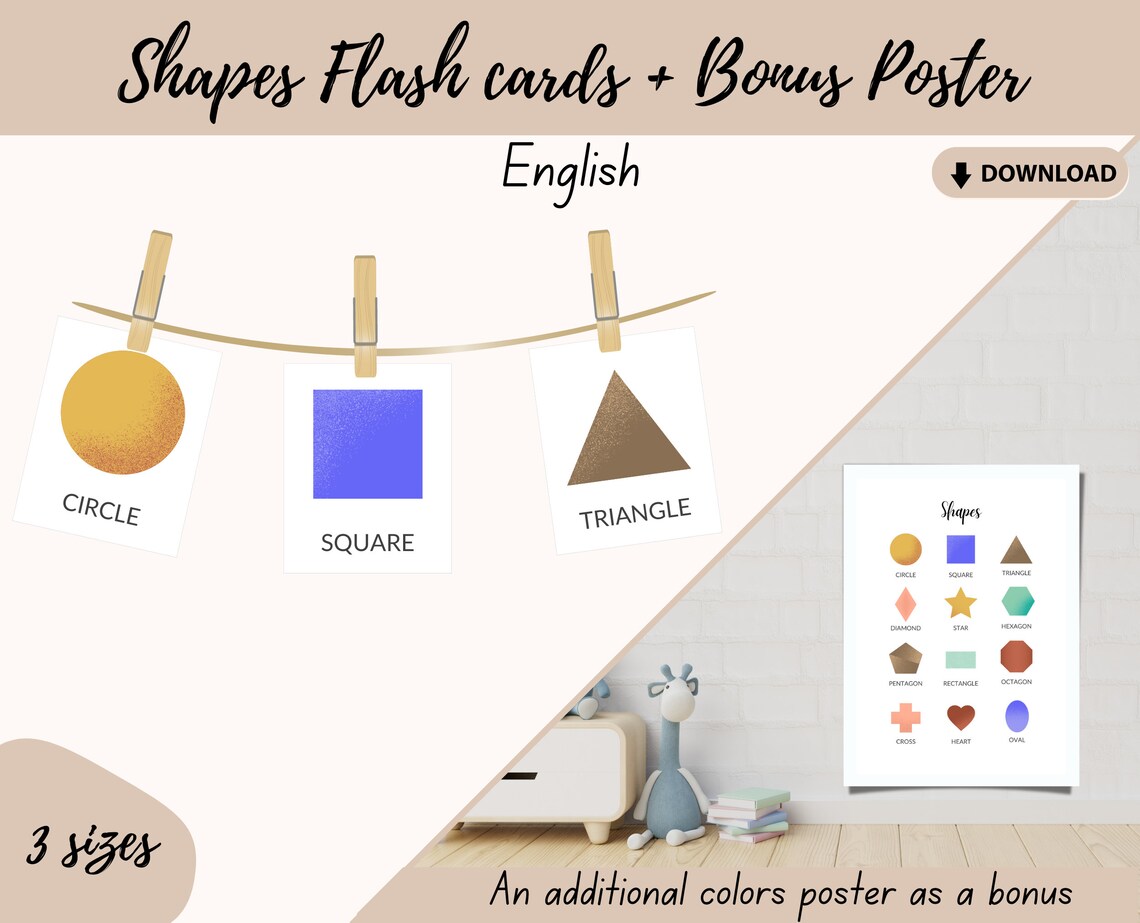 Cartes flash de formes FRANÇAIS | Formes vocabulaire montessori ...