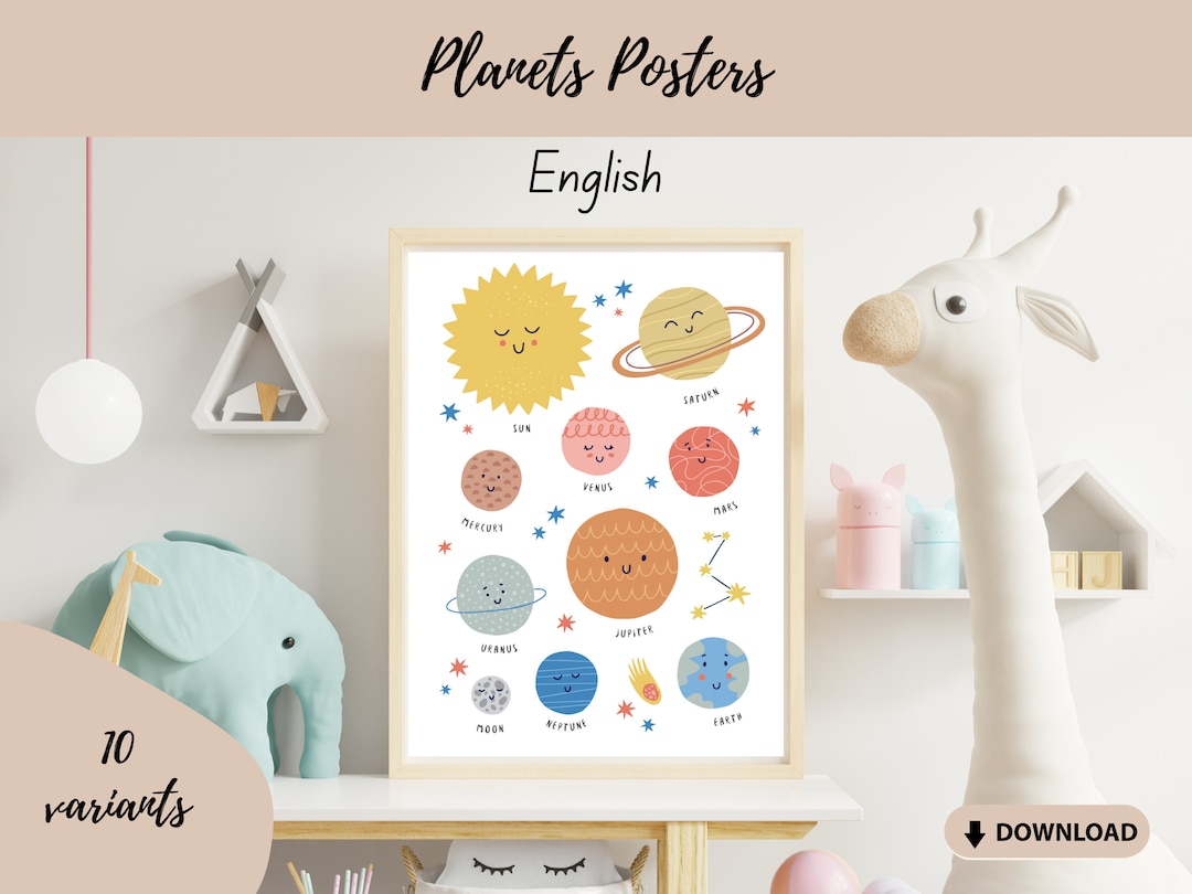 Planets Posters ENGLISH | Planets Montessori Vocabulary Posters ...
