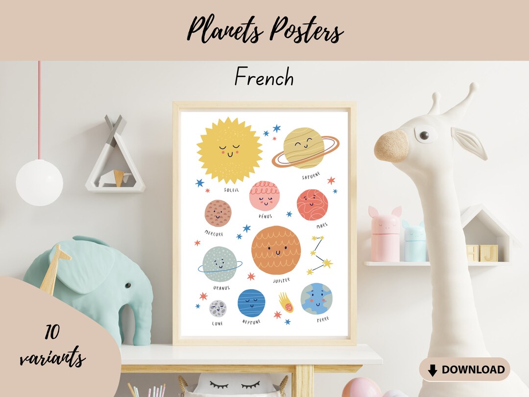 Planets Posters FRENCH | Planets Montessori Vocabulary Posters ...