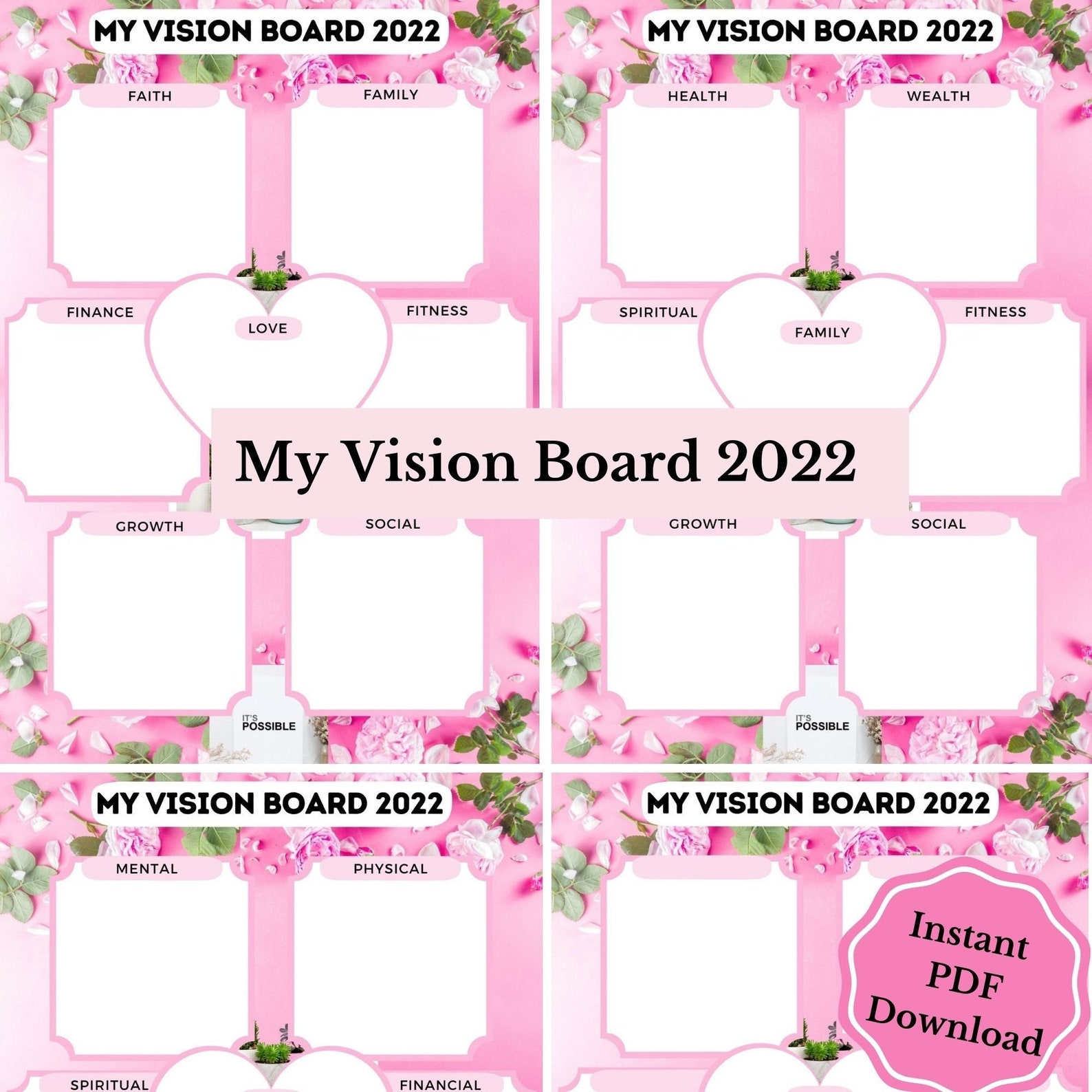 Vision Board Printable 2023 - Etsy