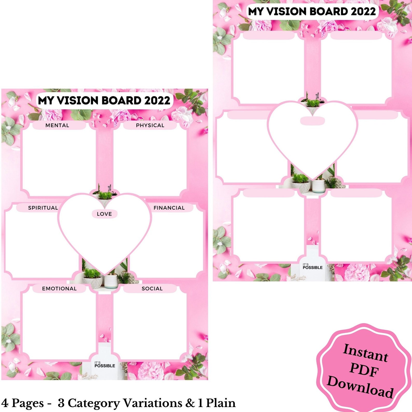 Vision Board Printable 2023 - Etsy