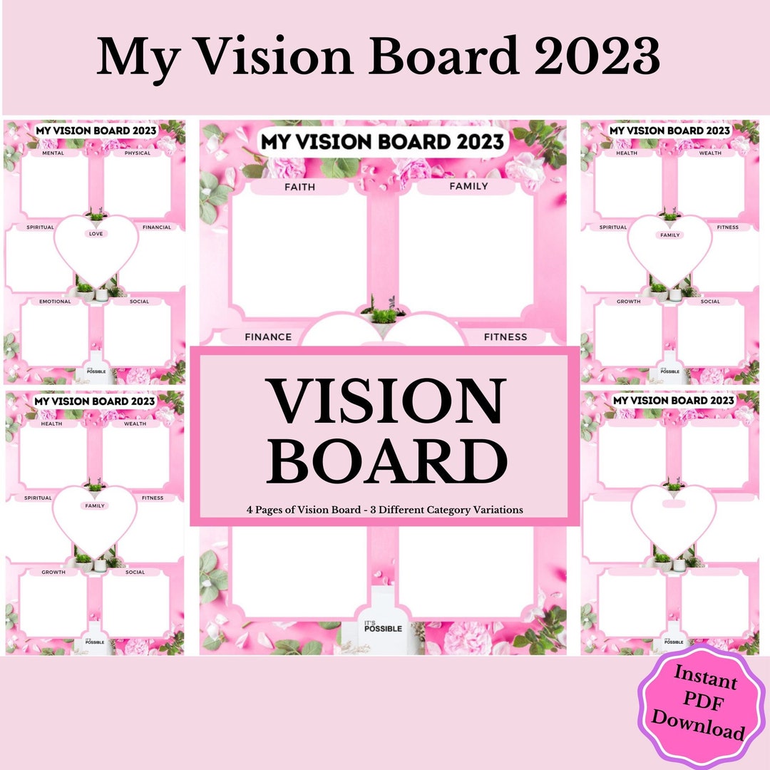 Vision Board Printable 2023 - Etsy
