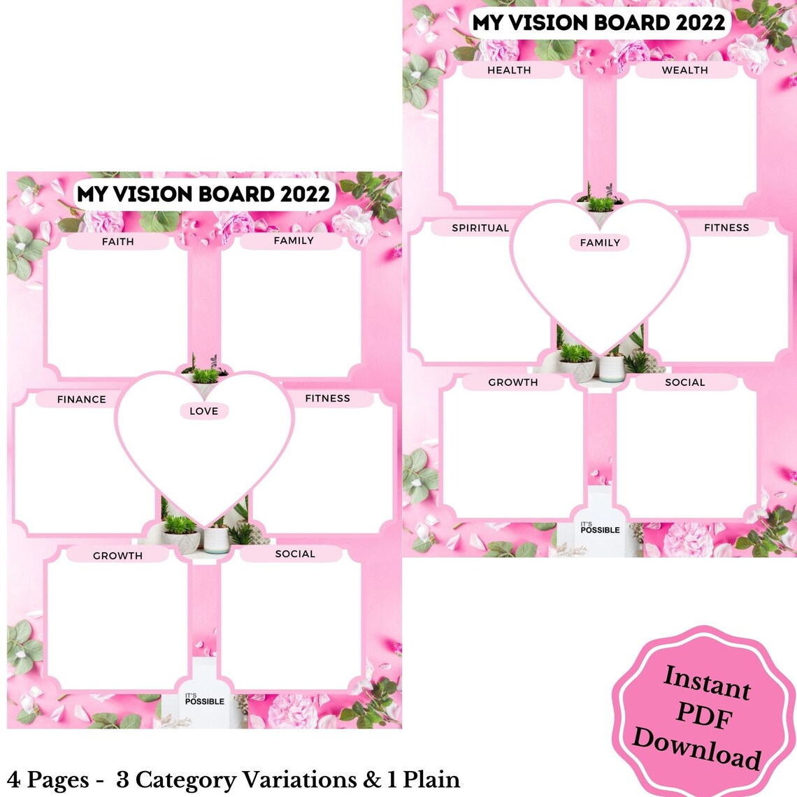 Vision Board Printable 2023 - Etsy