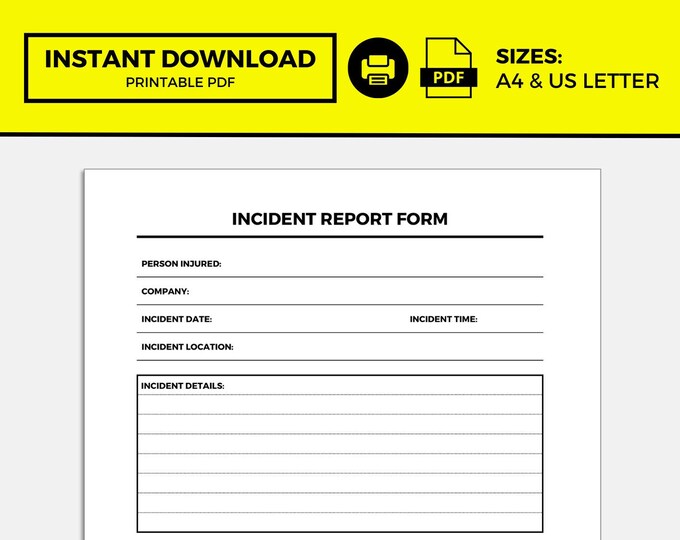 Incident Report Form - Etsy