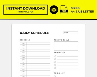 Pink Daily Schedule Printable PDF - Etsy