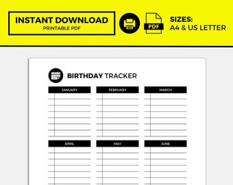 Editable Birthday Planner Template, Printable Birthday Tracker ...