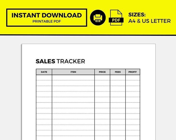Sales Tracker, Sales Tracker Printable, Sales Tracker Template, Sales ...