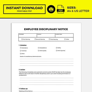 Employee Disciplinary Notice, Employee Disciplinary Notice Form ...