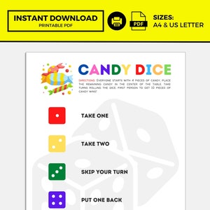 Candy Dice, Candy Dice Game, Kids Party Games, Party Games for Kids ...