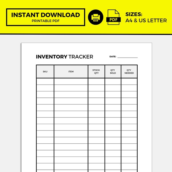 Feuille de suivi d'inventaire imprimable journal d'inventaire liste d ...