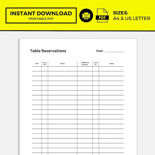 Reservation Template - Etsy