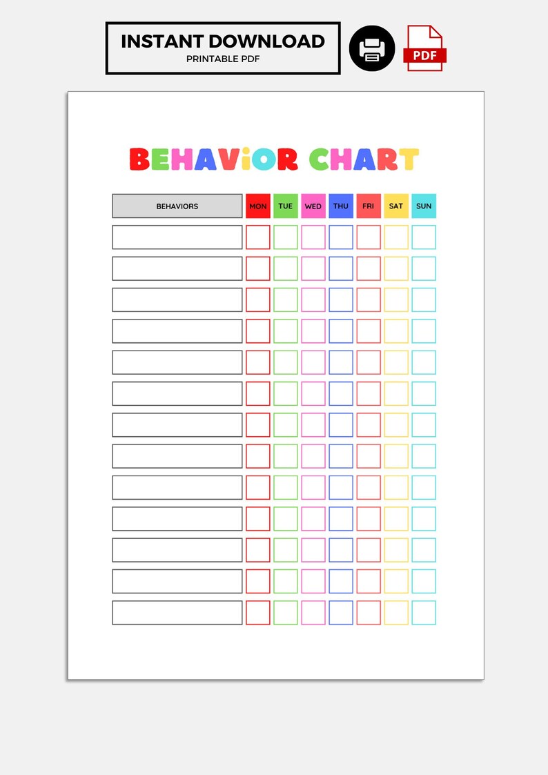 Weekly Behavior Chart - Etsy