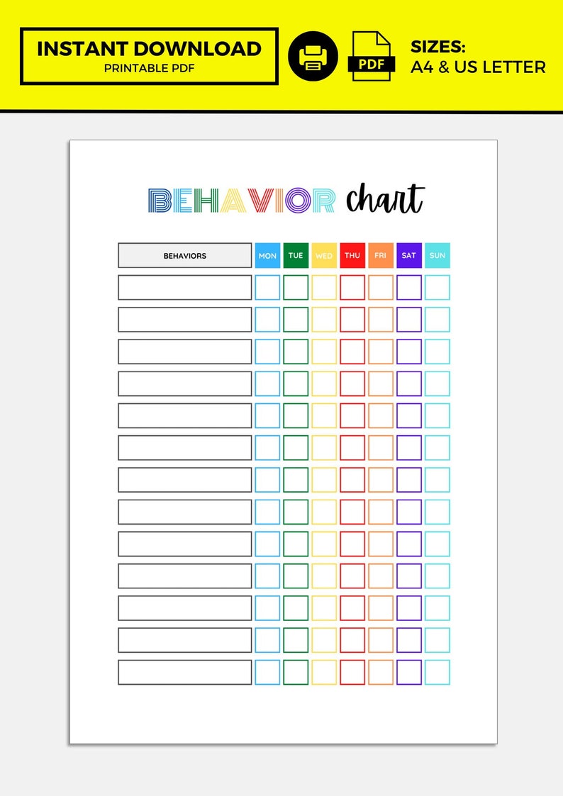 Behavior Chart, Behavior Chart for Kids, Behavior Chart Preschool ...