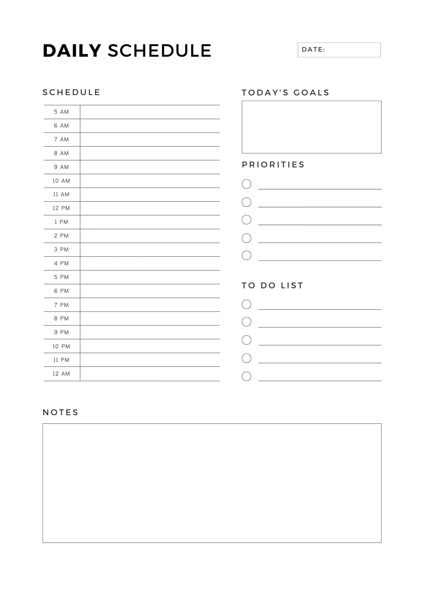 Daily Schedule Instant Download - Etsy