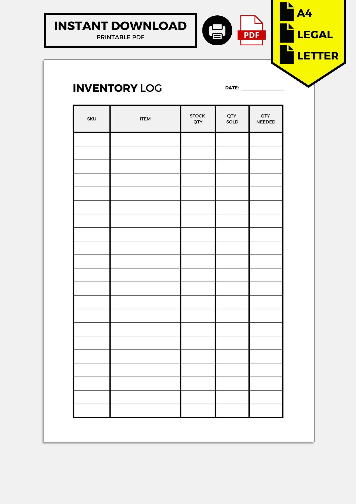 Inventory Sheet - Etsy