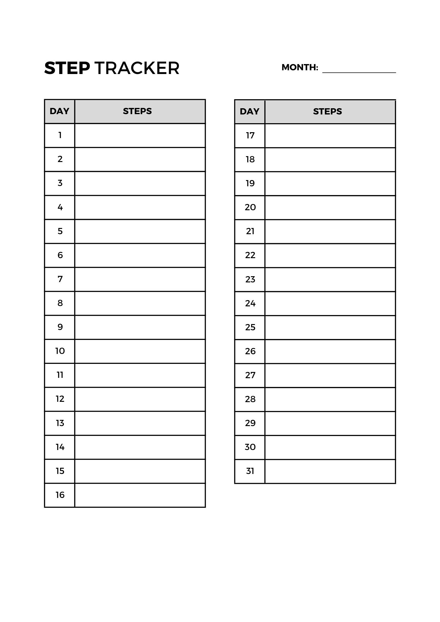 Step Tracker Printable - Etsy