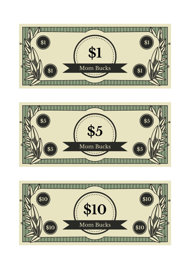 Mom Bucks, Mom Bucks Printable, Mom Money, Mom Dollars, Chore Bucks ...
