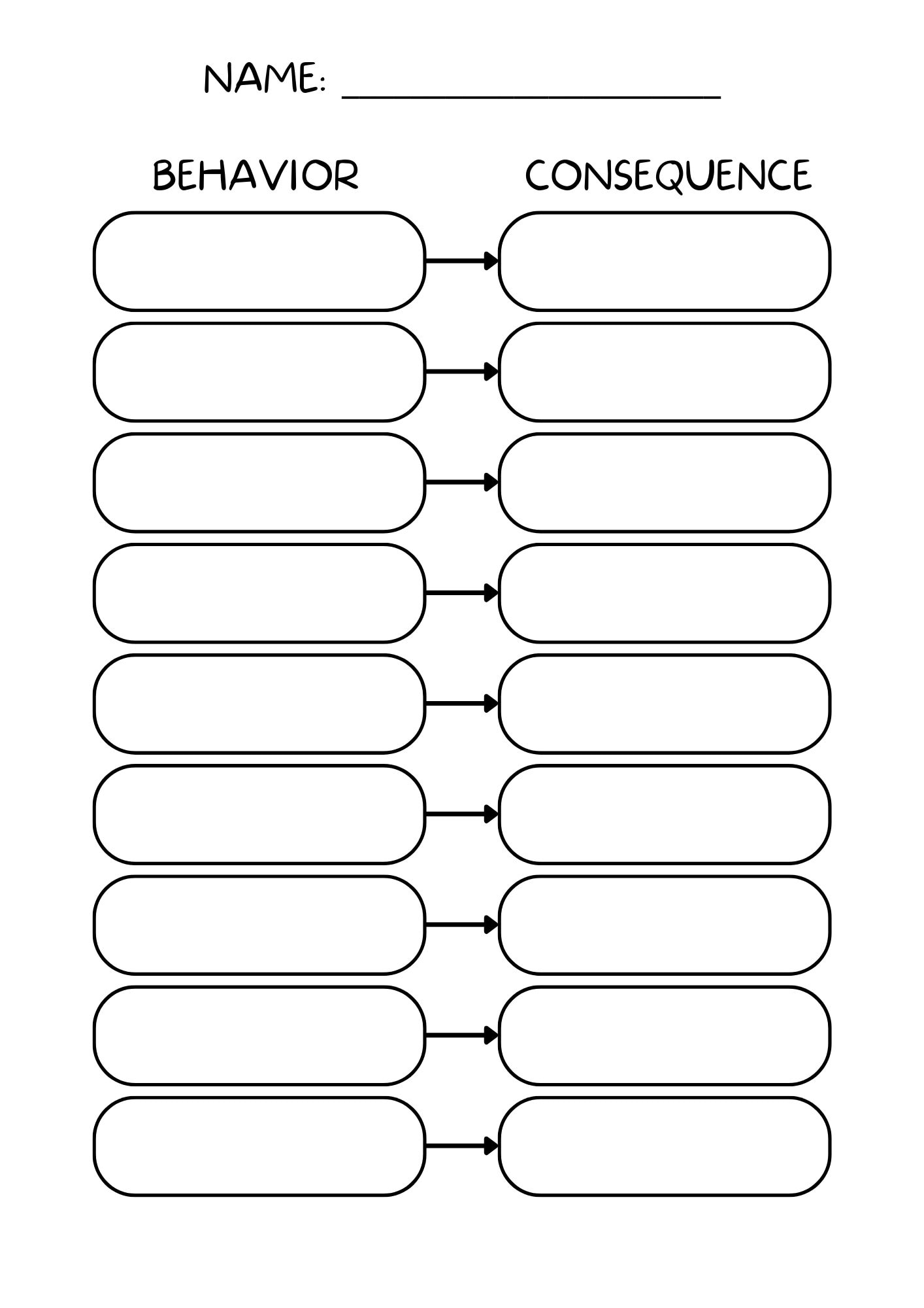 Behavior Consequence Chart, Consequence Chart, Consequences Chart ...