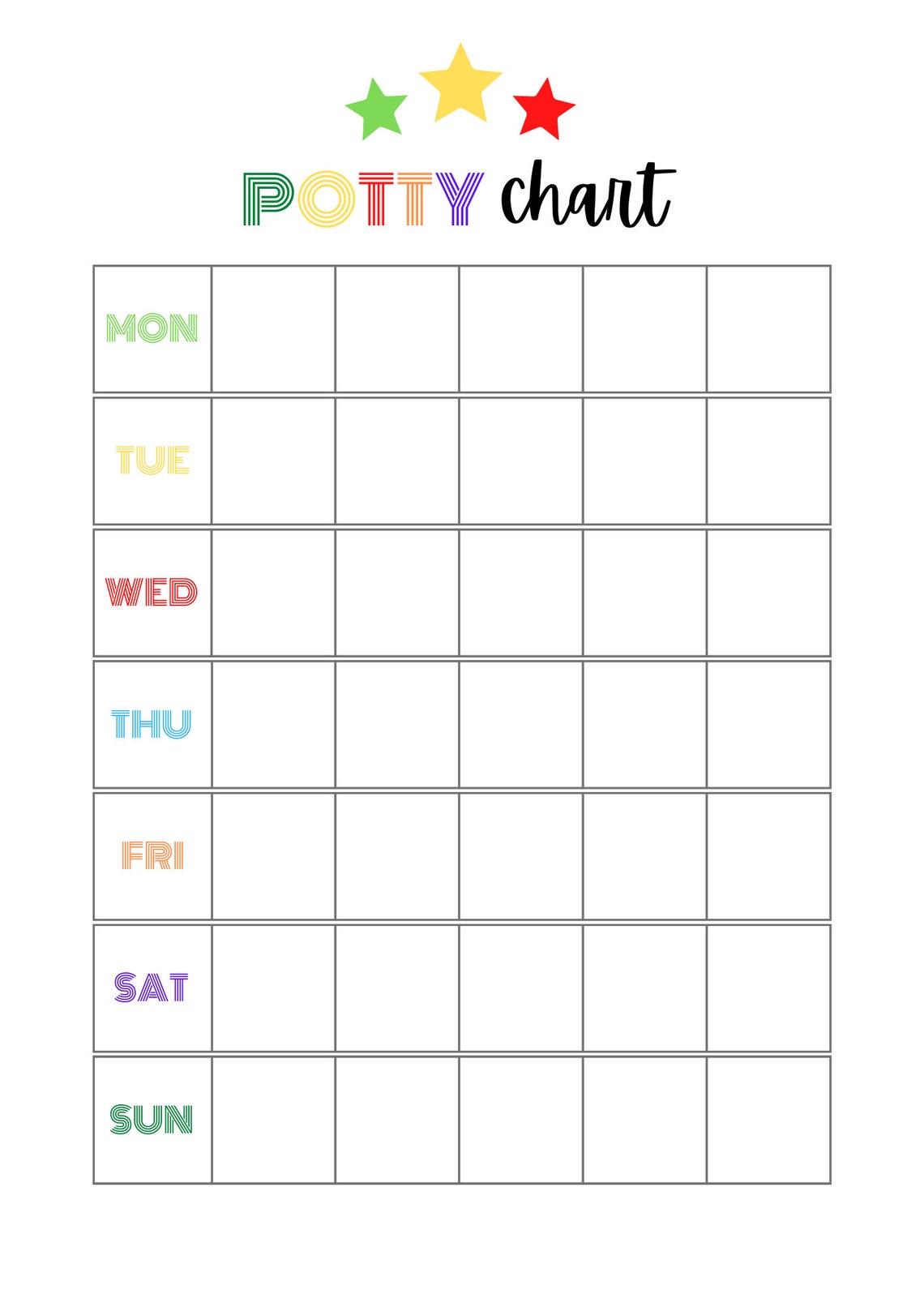 Potty Chart, Potty Chart Printable, Potty Chart Template, Potty ...