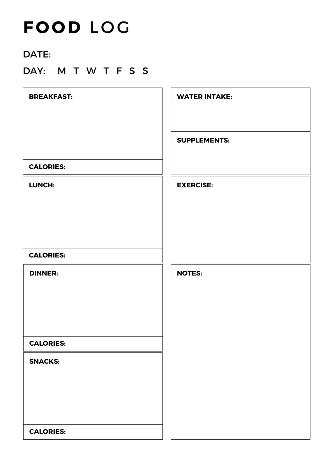 Daily Food Log - Etsy