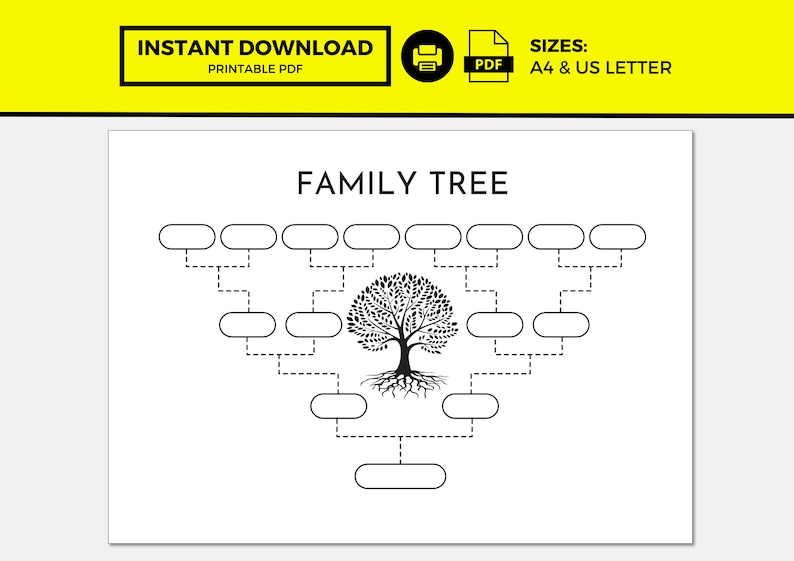 Simple Family Tree, Family Tree Template, Family Tree Printable, Family ...