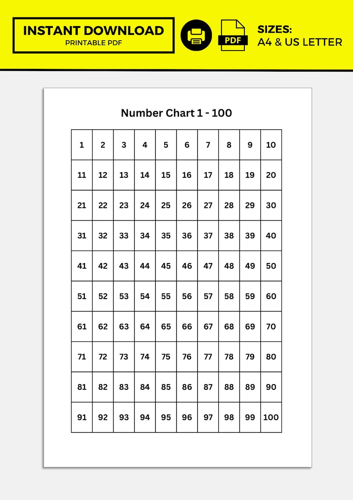 Number Chart, Counting Chart, Numbers Worksheets, Counting Worksheet ...