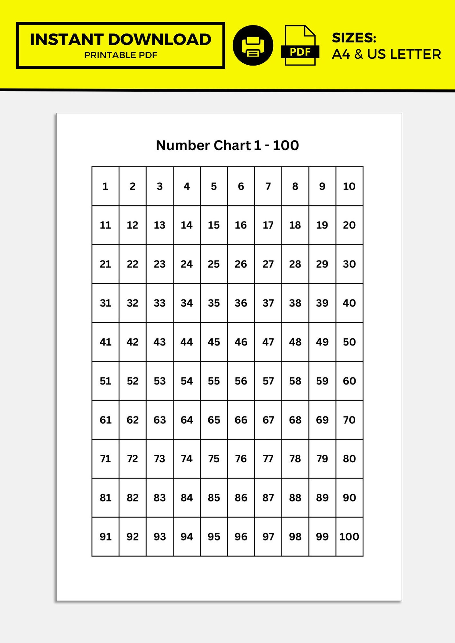 Number Chart, Counting Chart, Numbers Worksheets, Counting Worksheet ...
