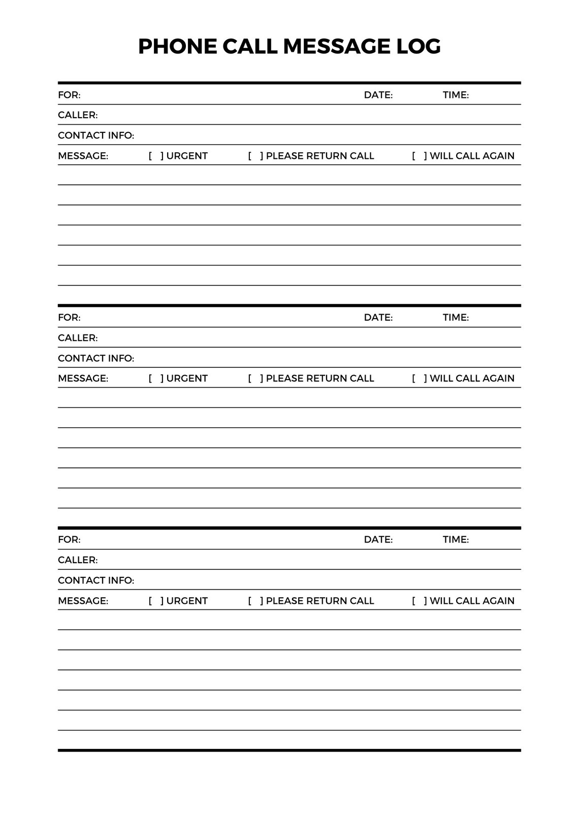Phone Message Template, Phone Message Log, Phone Message Pad, Phone ...