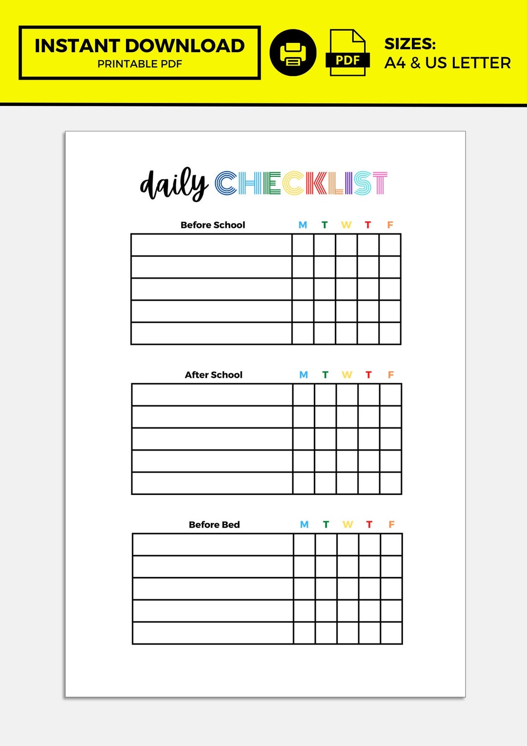 Kids Daily Checklist, Kids Daily Schedule, Kids Daily to Do List, Kids ...