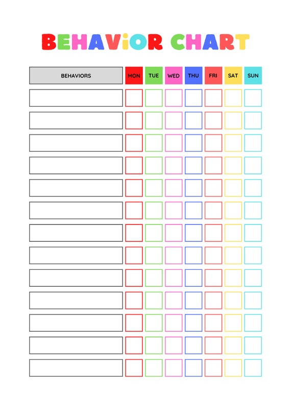 Monthly Behavior Chart Template