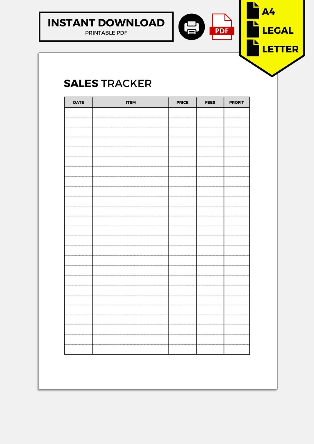 Sales Tracker Template - Etsy