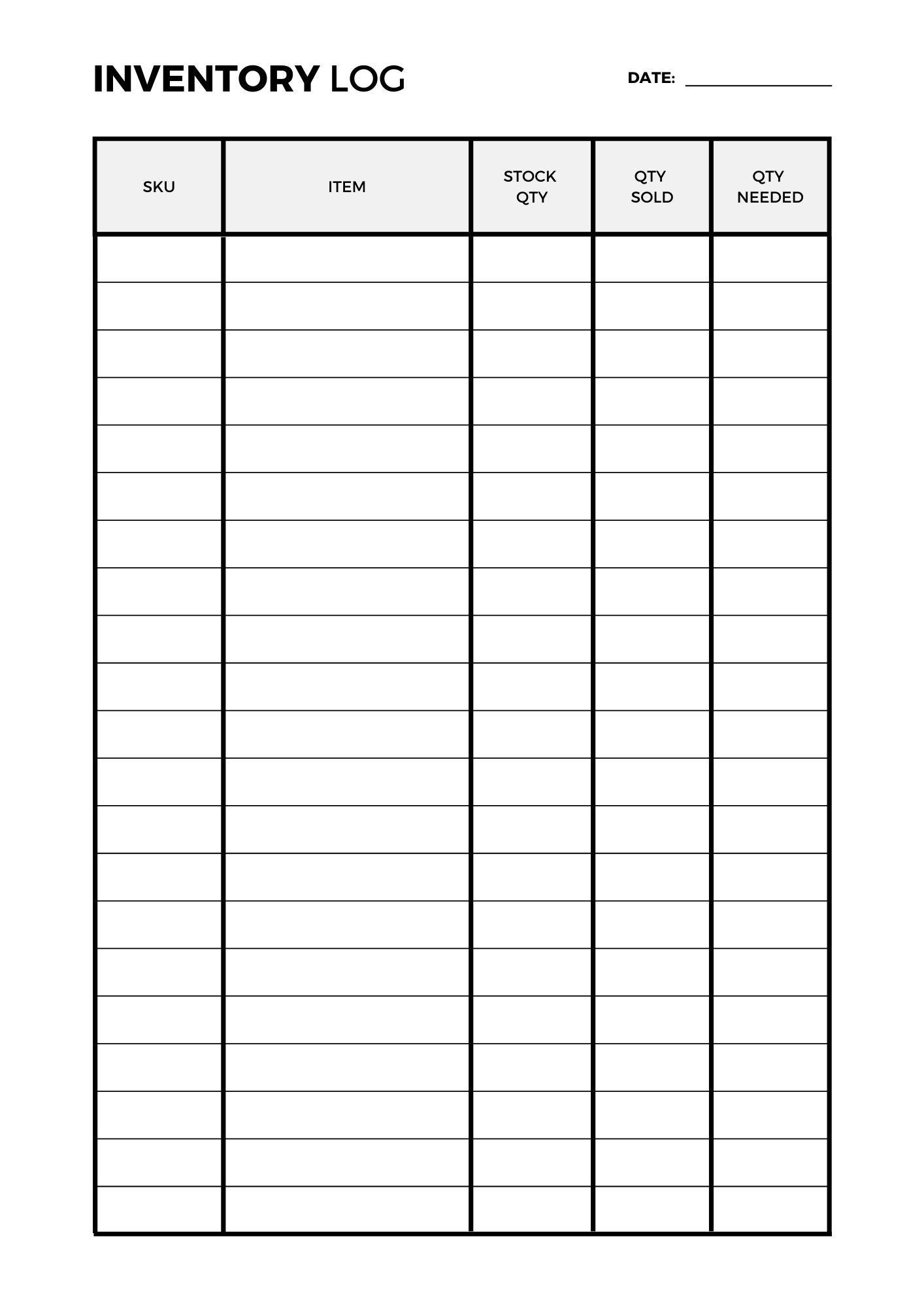 Inventory Log Sheet - Etsy