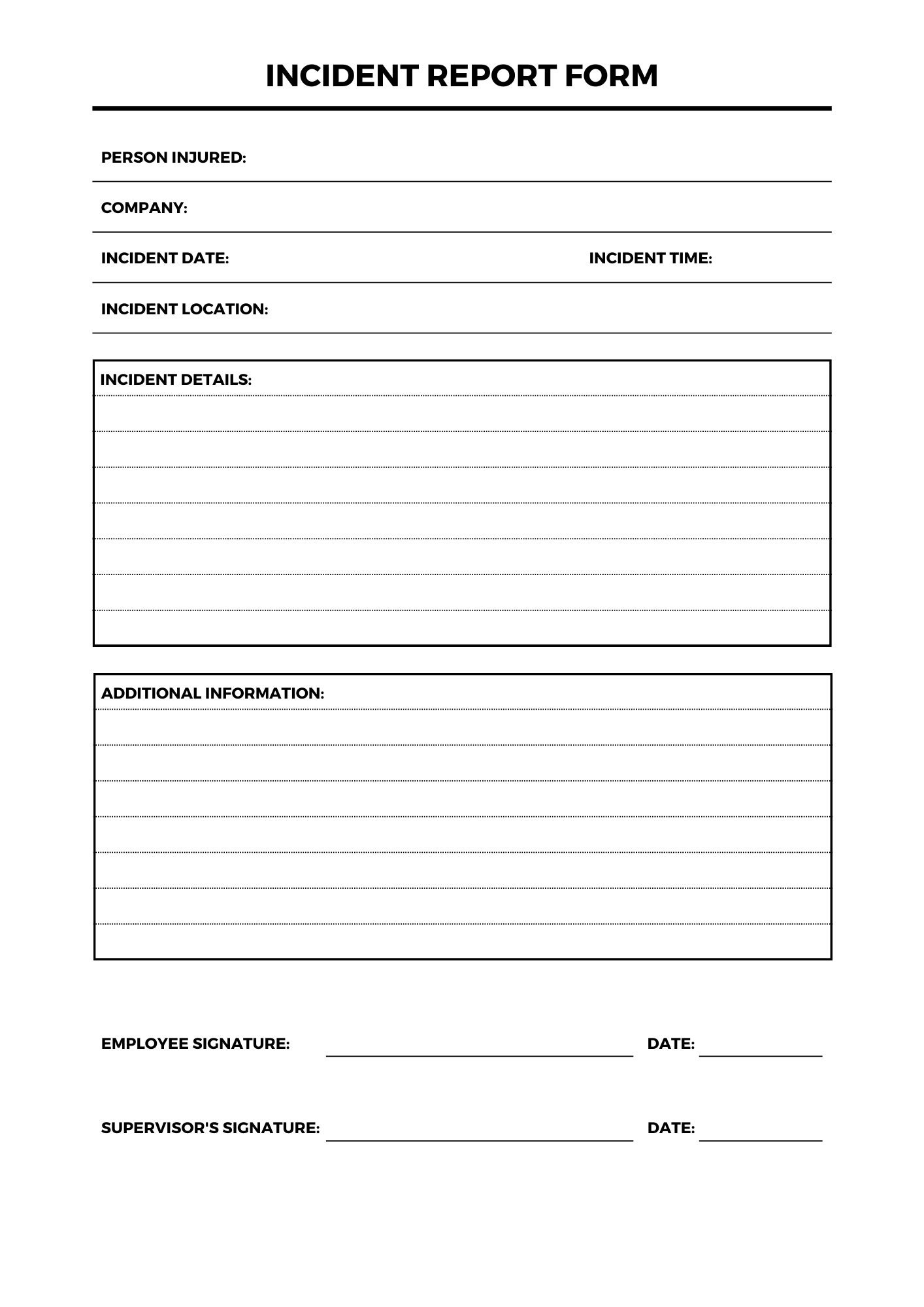 Incident Report Form - Etsy