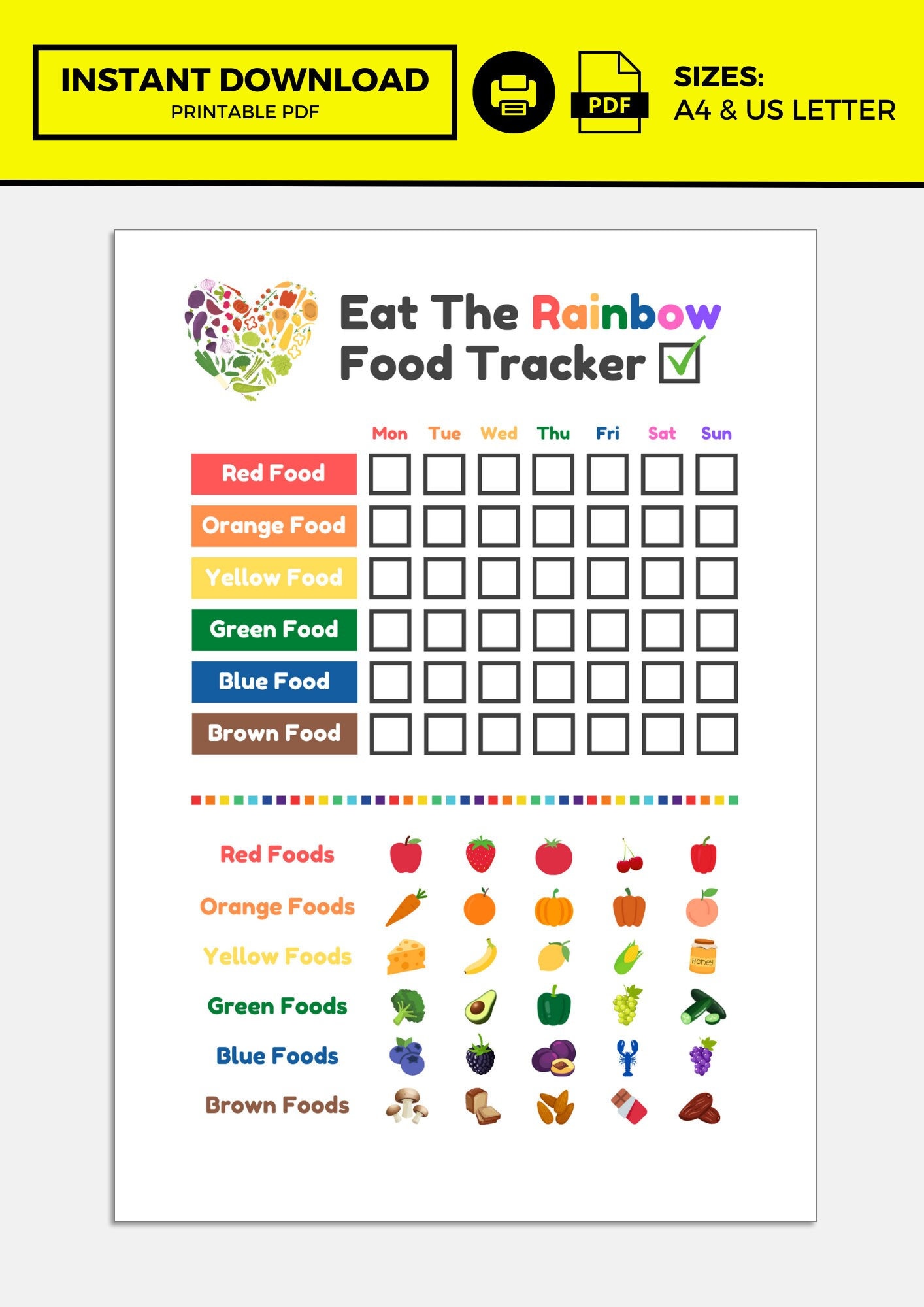 Eat the Rainbow, Eat the Rainbow Chart, Eat the Rainbow Checklist, Kids ...