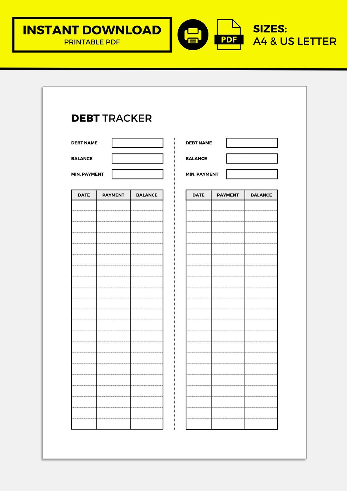 Debt Tracker, Debt Tracker Printable, Debt Tracker Planner, Debt ...