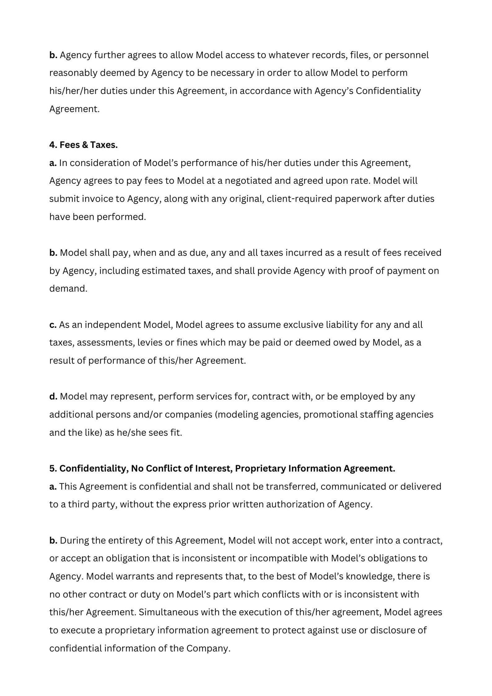 Model Agreement, Model Contract, Modeling Contract - Etsy