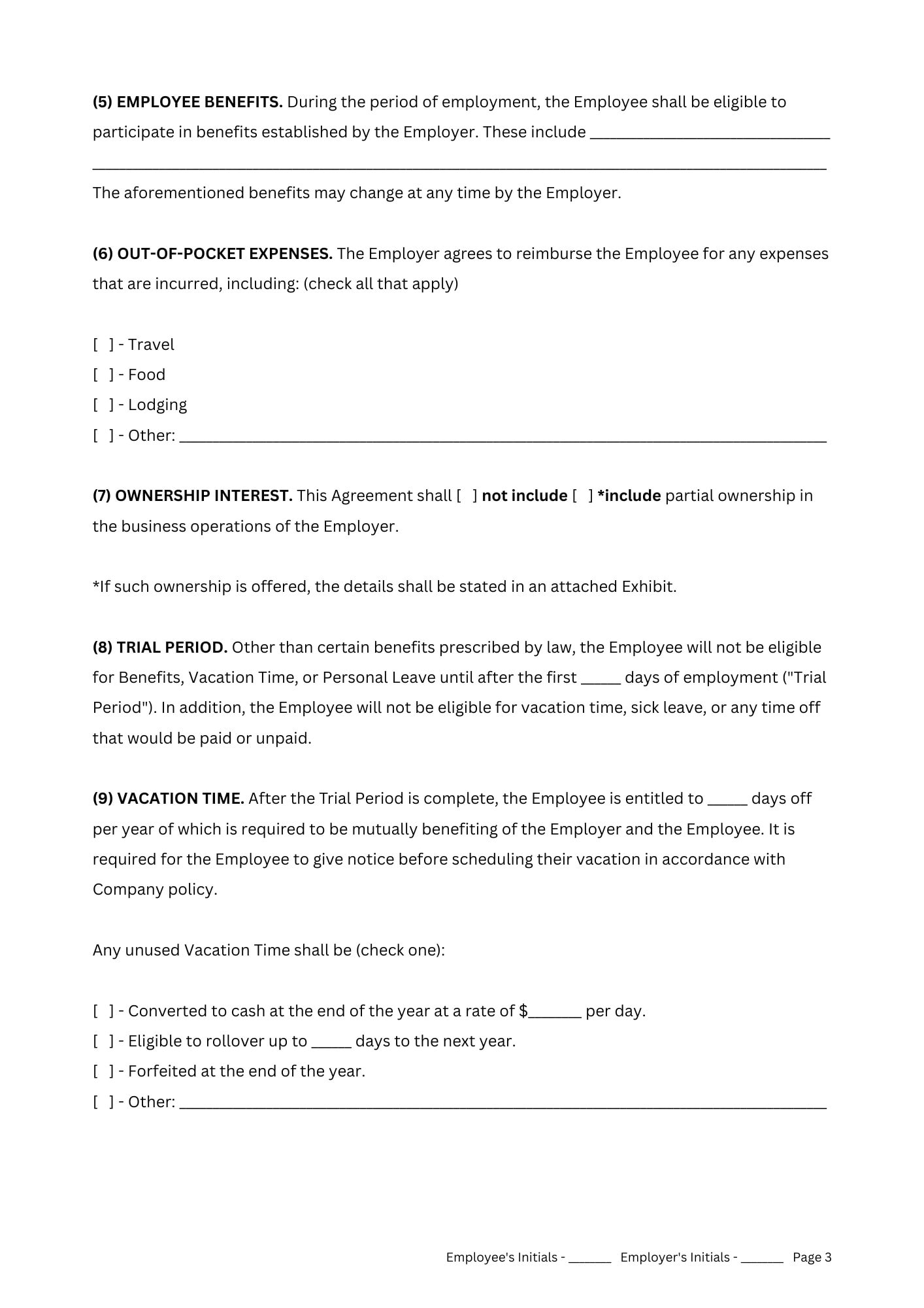 Employment Contract Employment Contract Template Etsy Uk