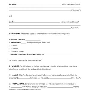 Promissory Note Promissory Note Template - Etsy UK