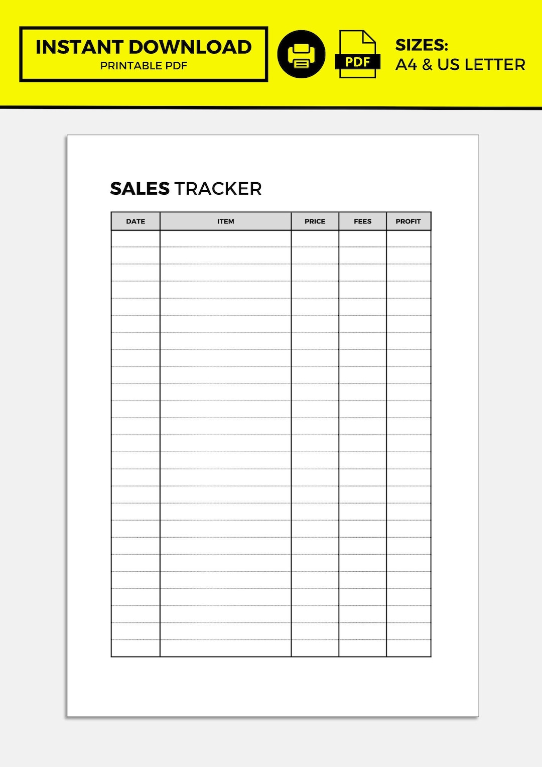 Sales Tracker Template - Etsy