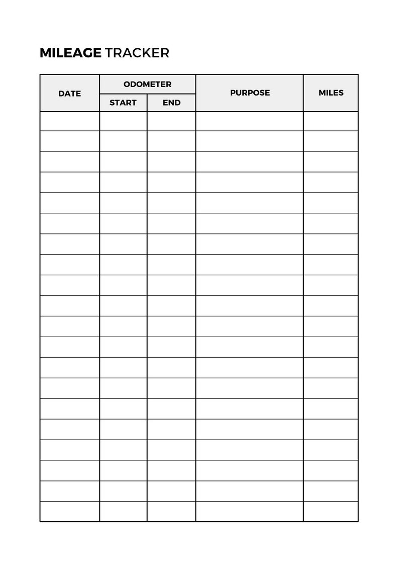 Mileage Tracker Mileage Tracker Printable Mileage Tracker Log