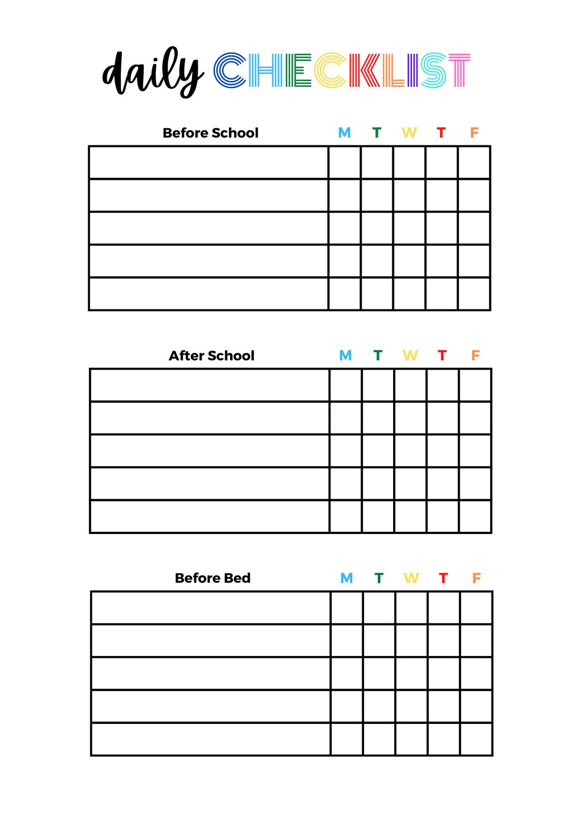 Kids Checklist Printable - Etsy