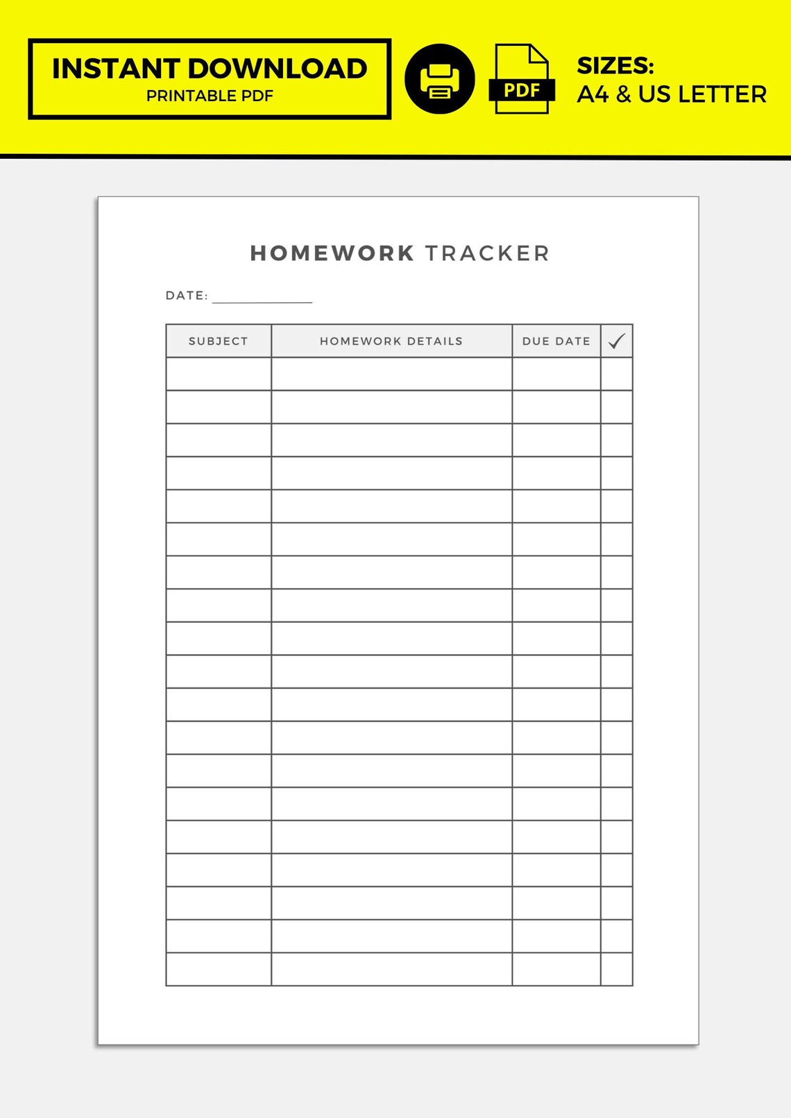 Homework Tracker, Homework Tracker Printable, Homework to Do List ...