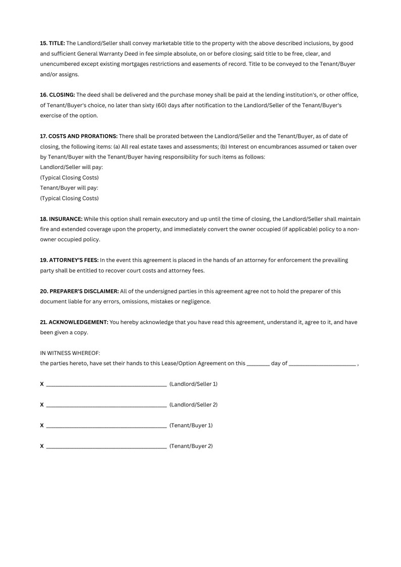 Rent to Own Agreement, Lease to Own Agreement - Etsy