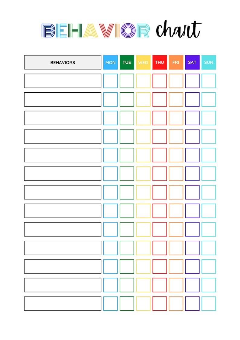 Behavior Chart, Behavior Chart for Kids, Behavior Chart Preschool ...