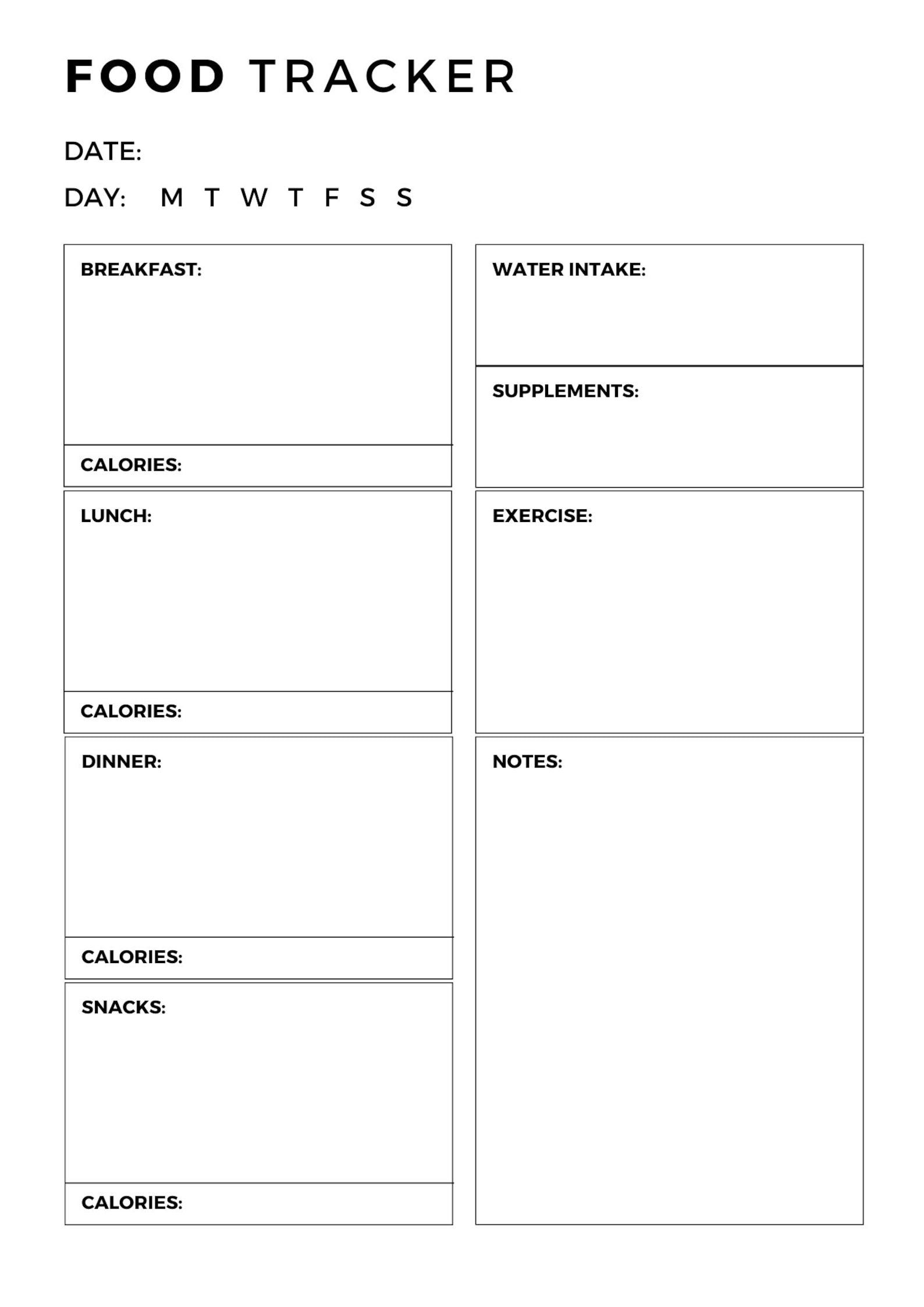 Food Tracker Food Tracker PDF Food Tracker Planner Food - Etsy