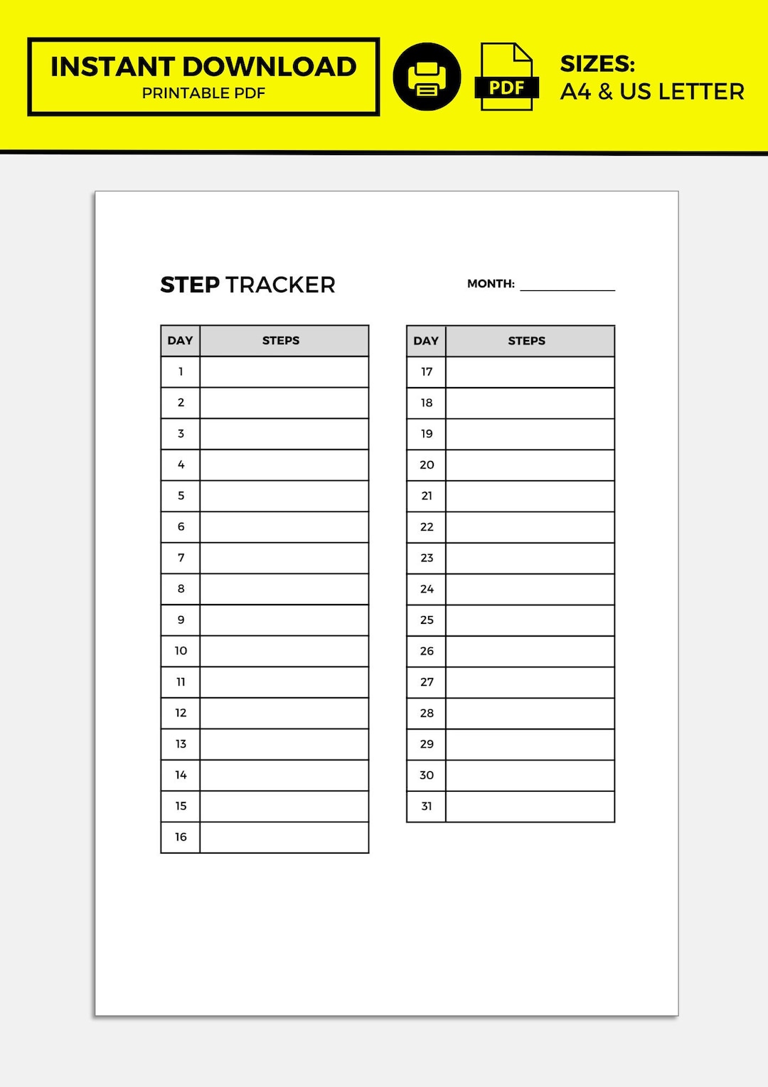 Step Tracker Printable - Etsy