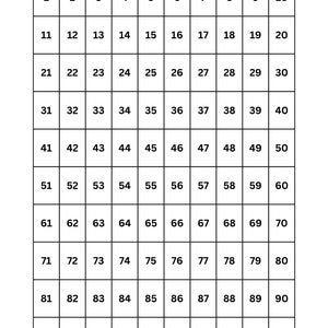 Number Chart, Counting Chart, Numbers Worksheets, Counting Worksheet ...